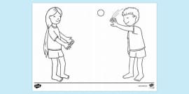 Boy Throwing Stones Colouring Sheet