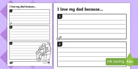 Five Things I Love About My Dad Writing Activity - Twinkl