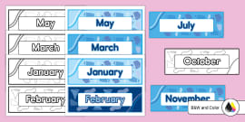 Bright Terrazzo Theme Months Bulletin Board Labels - Twinkl