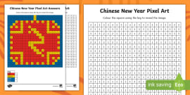 Chinese New Year - Dragon Pixel Art (Teacher-Made) - Twinkl