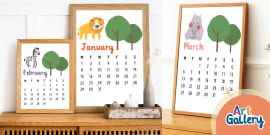 Cute Animal-Themed 2024 Wall Calendar Poster (Teacher-Made)