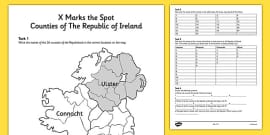 Colour by Number Counties of Ireland Worksheet - colour, number