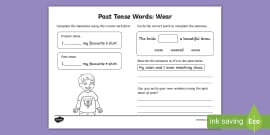 Past Tense Words - Shoot Worksheet (l'enseignant a fait)