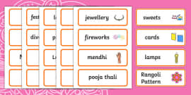 Diwali Topic Word Cards (teacher made) - Twinkl
