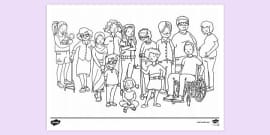 FREE! - Little People Colouring Page Sheets Drawing Outline