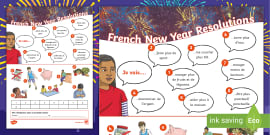 New Year's Resolutions Board Game-French (teacher made)
