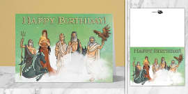 FREE! - Greek Mythology-Themed Birthday Card Colouring Activity
