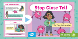 Online Safety: Stop, Close, Tell Colouring Posters - Twinkl