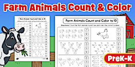 Early Childhood Feed the Farm Animals Busy Bag Worksheet