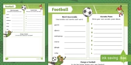 All About Me Football T-Shirt Worksheet (teacher made)