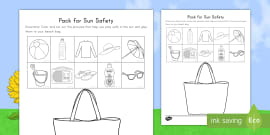 Sun Safety Coloring Sheets | Sun Safety Pictures to Color