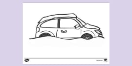 FREE! - Car on Ramp with Ruler Colouring | Colouring Sheets