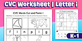 Write the CVC Word Train Worksheet for K-1st Grade
