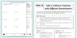 Year 6 Adding Fractions Activity Sheet Teaching Resources