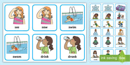 Past and Present Tense Verb Word Mat - Primary Resources
