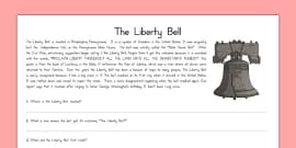 Second Grade Statue of Liberty Reading Passage Comprehension Activity