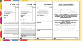 FREE! - Writing a Report Card to support Teaching on Matilda Worksheet