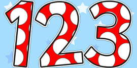 Green and White Spots Display Numbers (teacher made)