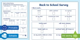 Back to School Learning Survey for Students (Teacher-Made)