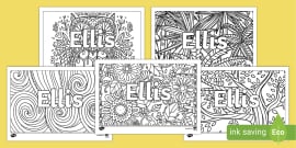 FREE! - Ellis Name Simple Colouring Activity Sheet - Twinkl