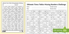 Missing Number Multiplication Worksheet / Worksheet