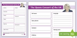 FREE! - KS1 Queen Consort of the UK Fact File Template - Twinkl