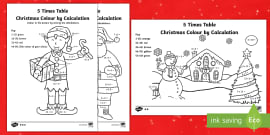 👉 Colour by Times Table Christmas Worksheet - Twinkl
