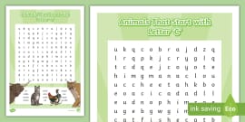 Animals That Start with Letter 'N' Word Search - Twinkl
