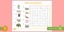 Sopa de letras palabras con GL