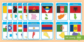 Maps of Continents with Flags Display Posters