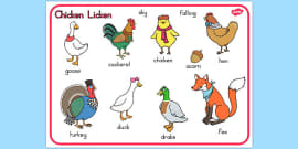 Chicken Licken Vocabulary Poster