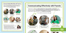 Effective Communication with Parents Handout | EYFS | CPD