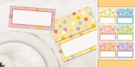 Polka Dot Pattern Name Tags | Twinkl Party (teacher made)
