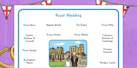 The Royal Wedding Color by Number (teacher made)