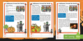 The History of Halloween Upper Primary Fact Sheet and Task Cards Activity