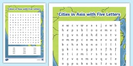 Asia Word Search (teacher made) - Twinkl