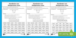 LKS2 Distributive Law Multiplication Differentiated Worksheet