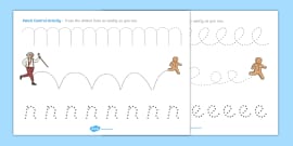 Gingerbread Man Exercising Colouring Sheets