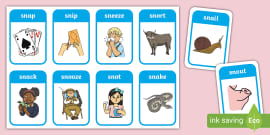 ‘sl’ and ‘sn’ Cluster Contrast Word Cards - Twinkl
