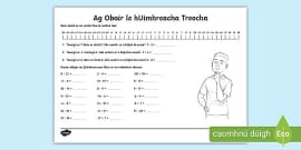 Count Backwards Through 0 Using Negative Numbers Worksheet Gaeilge