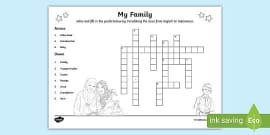 Family Member Crossword | Easy Crossword Puzzle for Kids