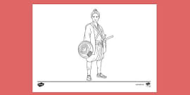 Samurai Warrior Colouring Page, Samurai, Japan, Shogun