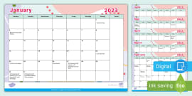 Editable 2023 Calendar - Printable Resources - Twinkl