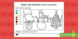 Merry Christmas Colour by Number Pages | French - Twinkl