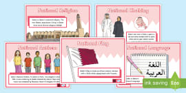 Qatar National Anthem Display Poster English/Arabic - Twinkl