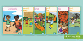 Months of the Year A4 Display Poster Indonesian - Twinkl