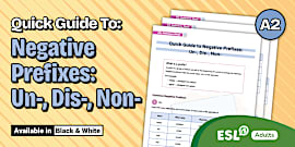 Negative Prefixes Word Mat