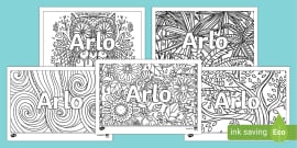 FREE! - Arlo Name Simple Colouring Activity Sheet for enrichment.