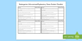 Common Core ELA Kindergarten Standards Student Mastery Checklist