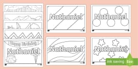 FREE! - Nathan Name Simple Colouring Activity Sheet - Twinkl